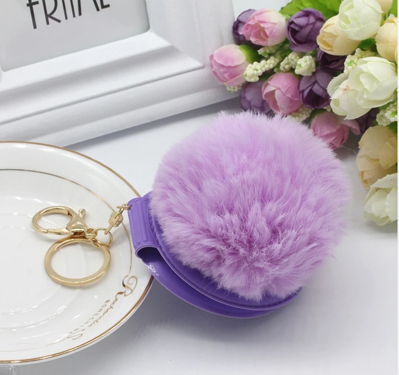 Wholesale Bag Pendant Cute Faux Rabbit Fur Pom Pom Mirror Key Chain ...