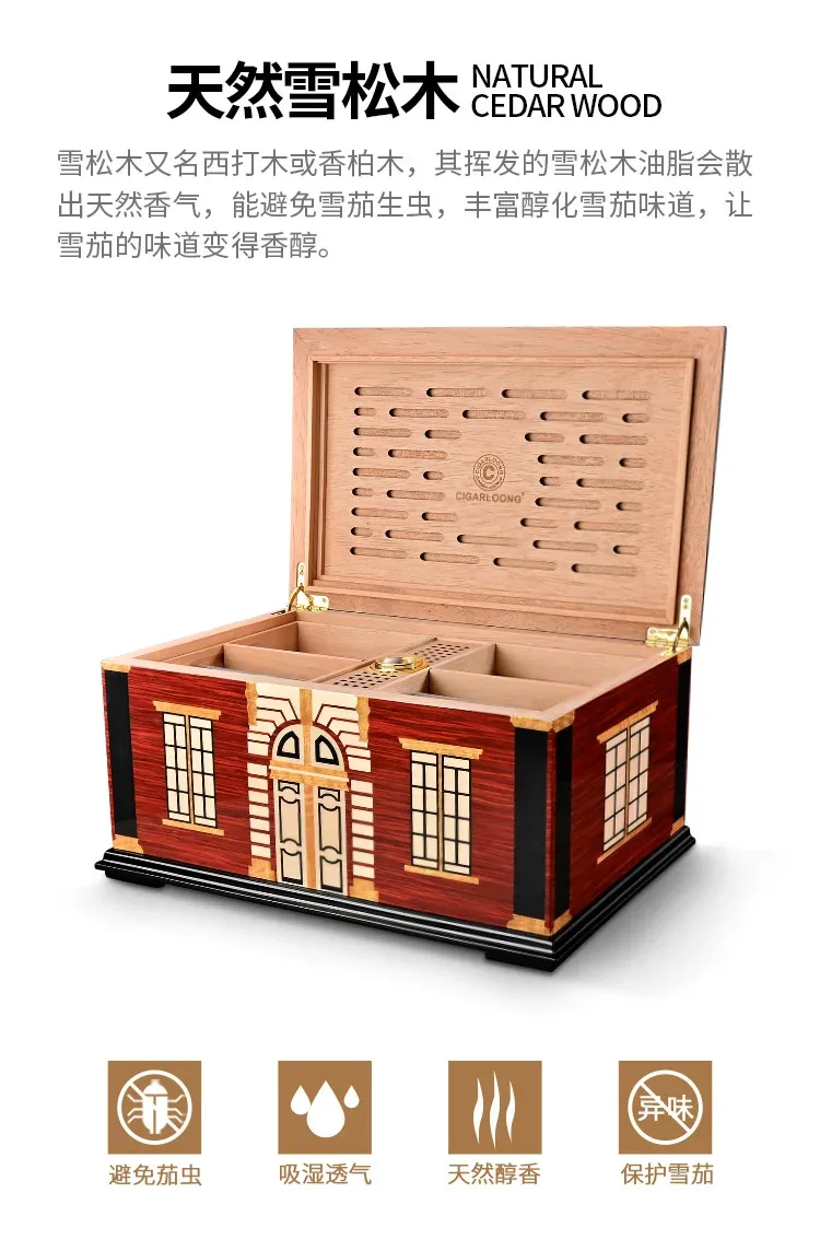 Luxury Cigar Humidor - Multi-Zone Storage with Hygrograph