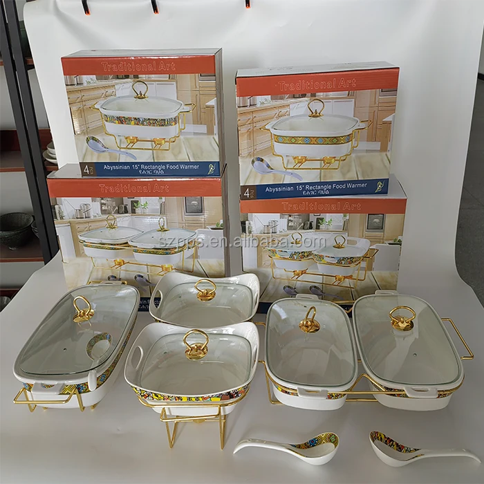 Ceramic Chafing Dish Buffet Dishes - Food Warmer Set