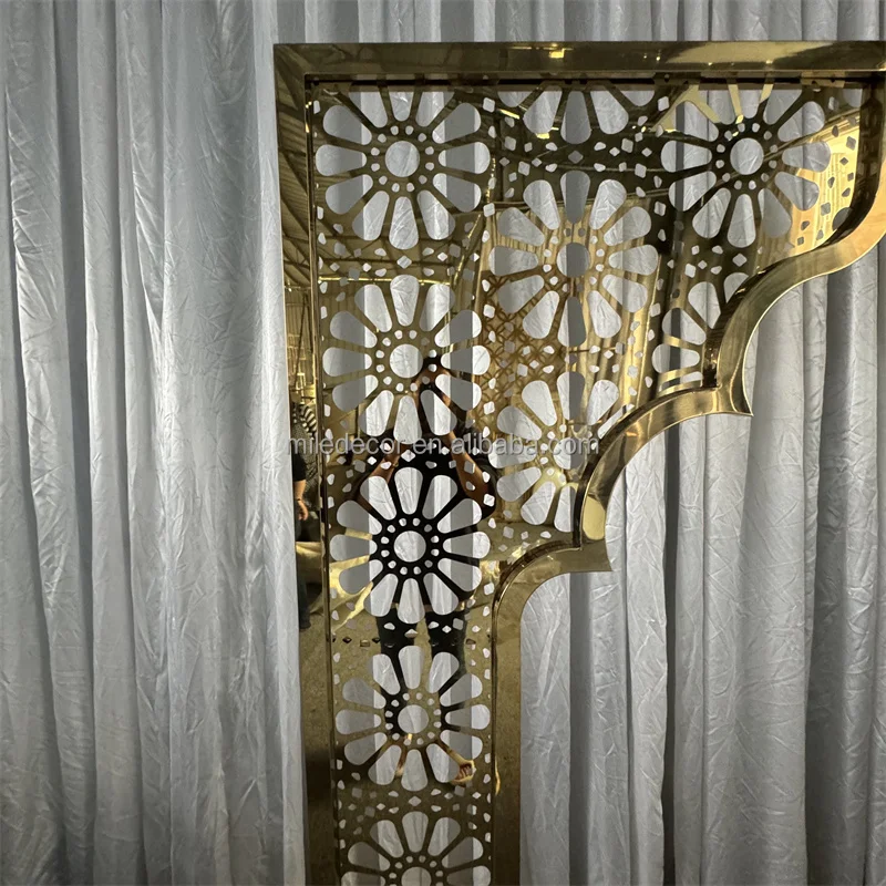 Luxury Giant Stage Metal Golden Stainless Steel Wedding Backdrop Gold ...