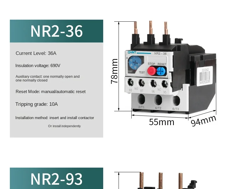 Thermal Overload Relay Thermal Relay NR2-25 NR2-36 NR2-93 1.6A 5A 8A ...