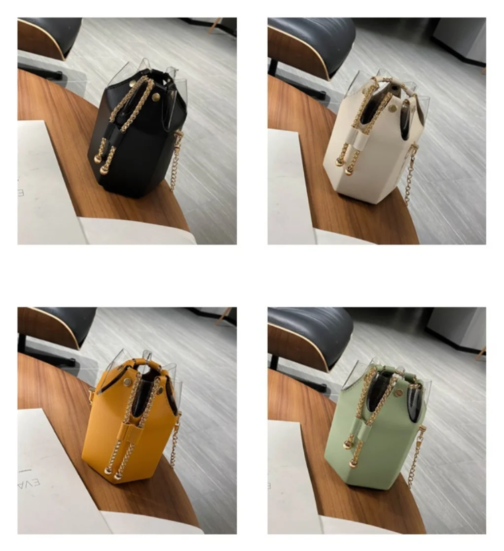 Wholesale Bucket Bag Cute Candy Splice Pu Chain Purse Drawstring ...