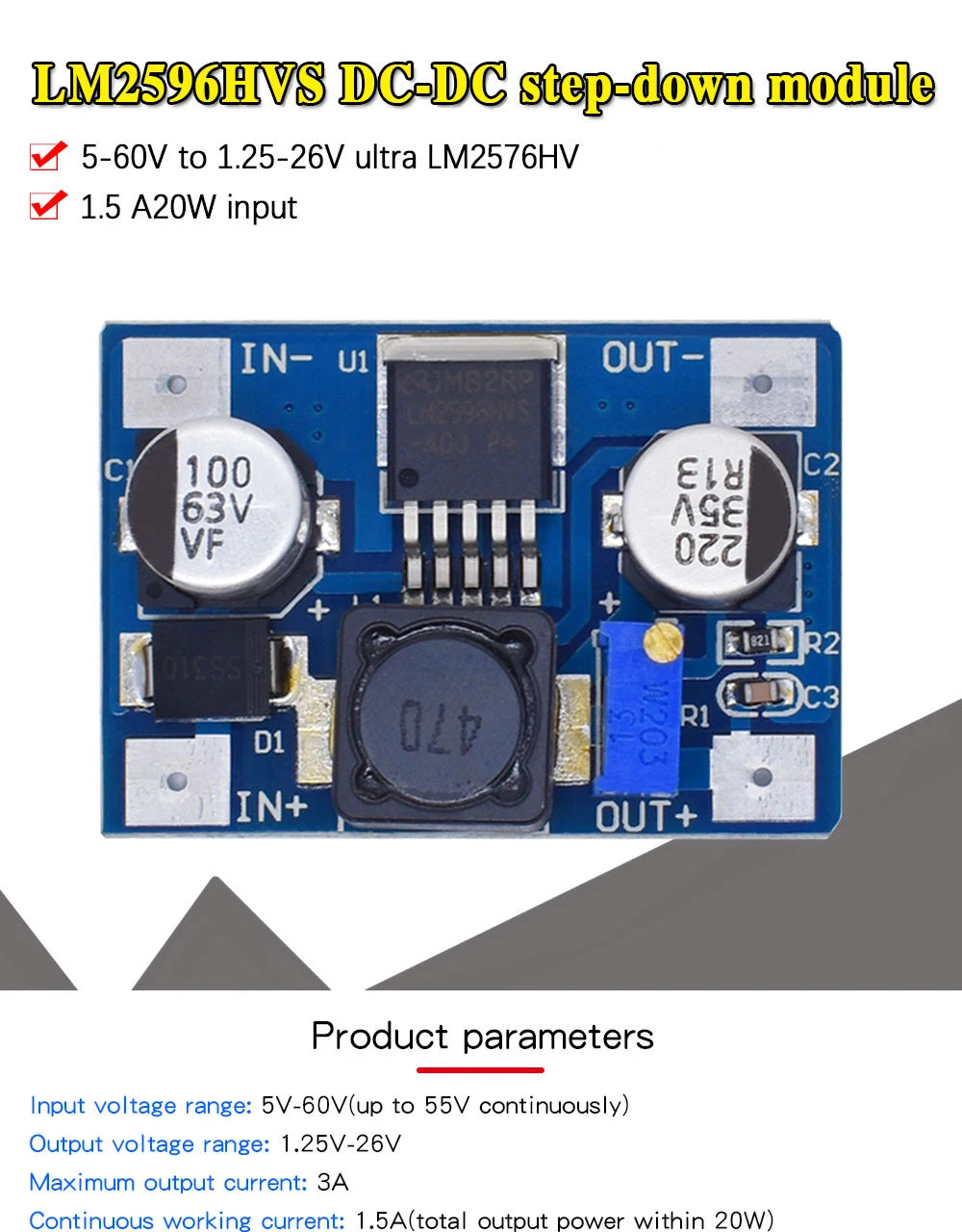 Lm2576hvs Lm2596hv Dc-dc Step Down Adjustable Power Supply Buck Module Dc-dc 5v-60v Input 1.25v ...