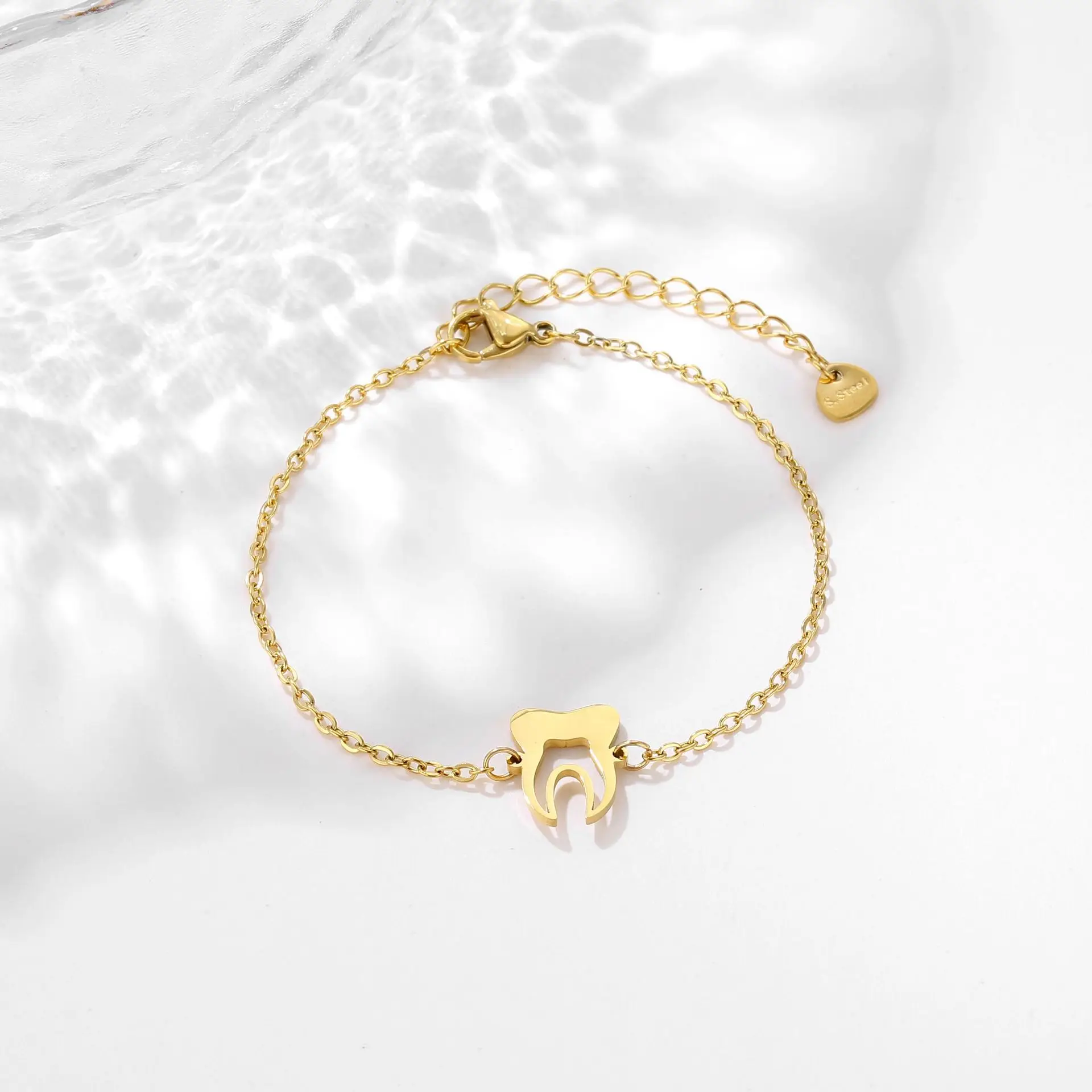 Fashion Dentist Tooth Charm Bracelet Stainless Steel Chain Link ...
