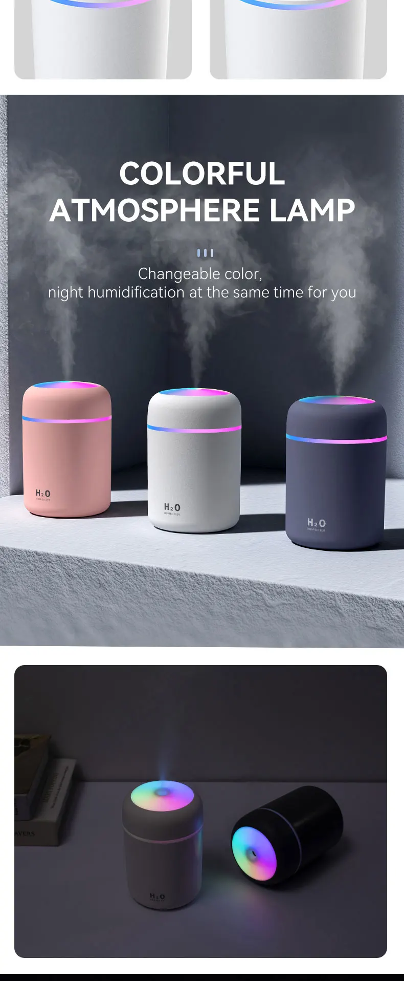 Portable Mini 300ml H2o Car Humidifiers USB Personal Desktop Cool Mist Air Humidifier With ...