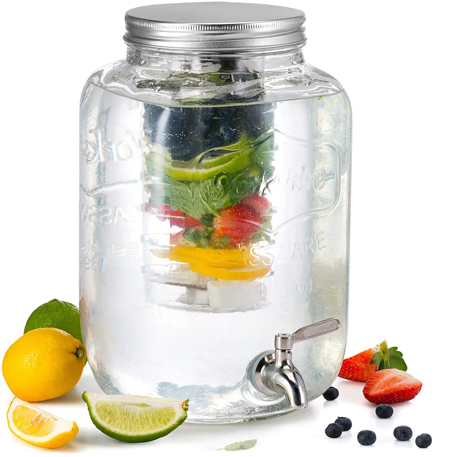 Circleware Yorkshire Glass Beverage Dispenser With Metal Lid Filter ...