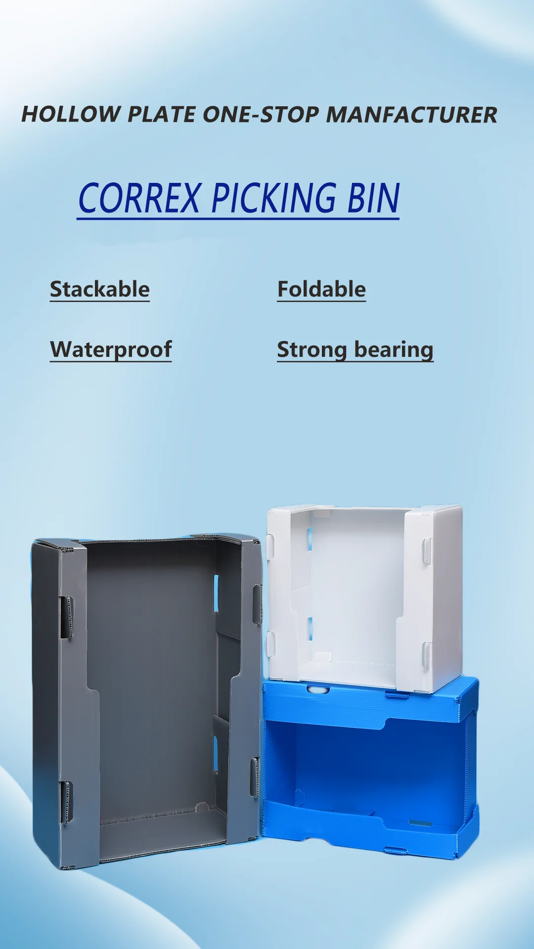 Customized Warehouse Correx Plastic Stacking Boxes Corflute Picking ...