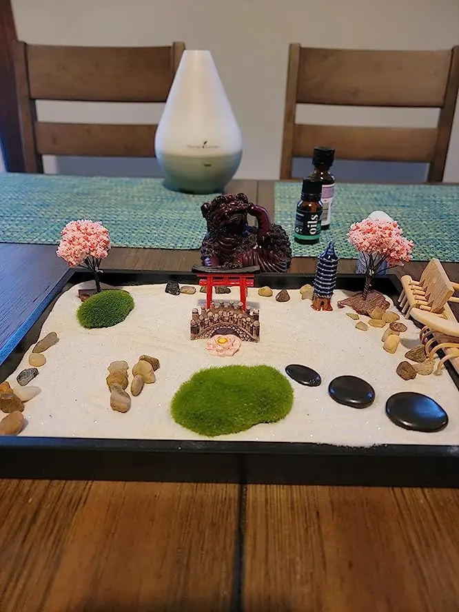 Zen Garden Kit 11x8in Beautiful Premium Japanese Mini Rock Garden Gift ...