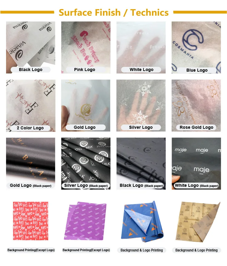 Free Design Branded Clothing Black Tissue Paper & Custom Logo