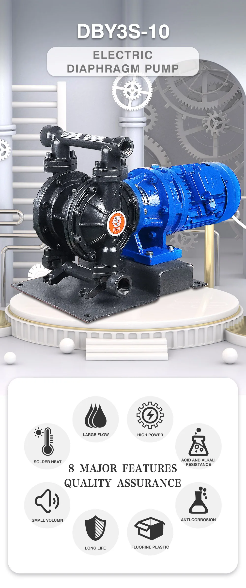 Godo Dby3s-10g High Pressure 3/8 Inch Electric Diaphragm Pump Cast Iron ...