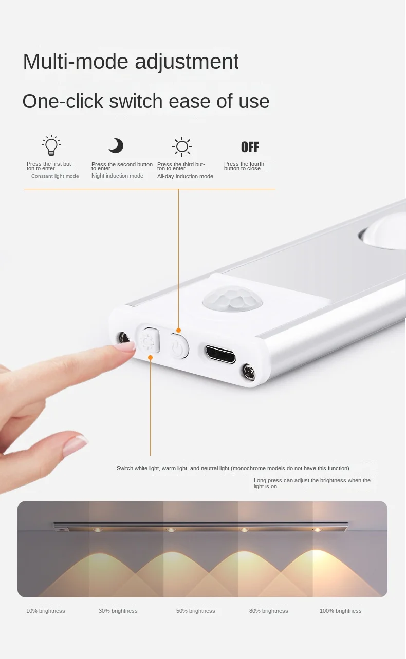 New Human Body Induction Lamp Dimmable Led Under Cabinet Lights Indoor ...