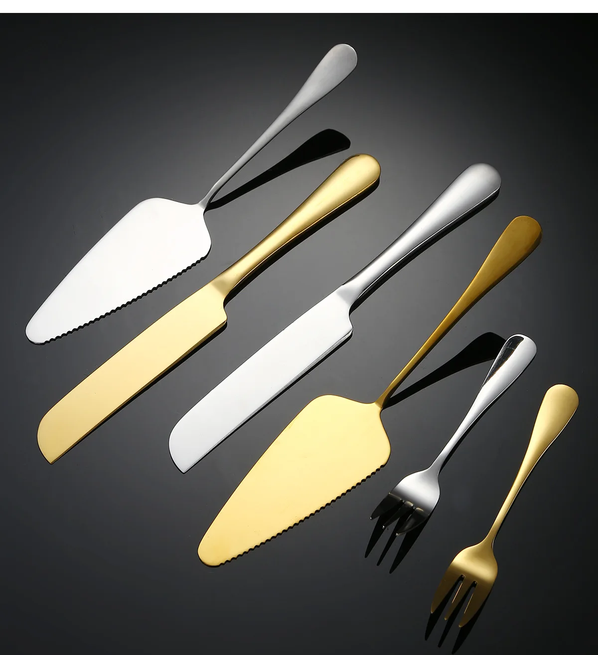 Stainless Steel Birthday Party Cake Tools PVD Gold Coating