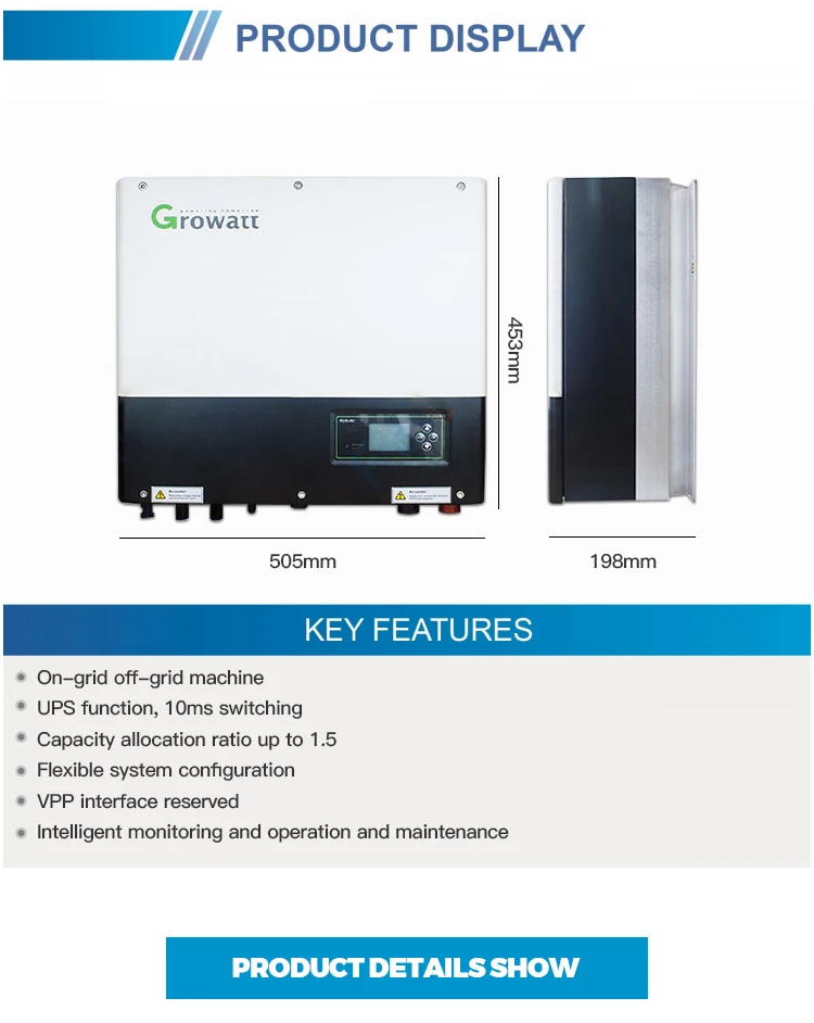 Growatt Inversor Solar Hibrido Hybrid Inverter High Efficiency Three ...