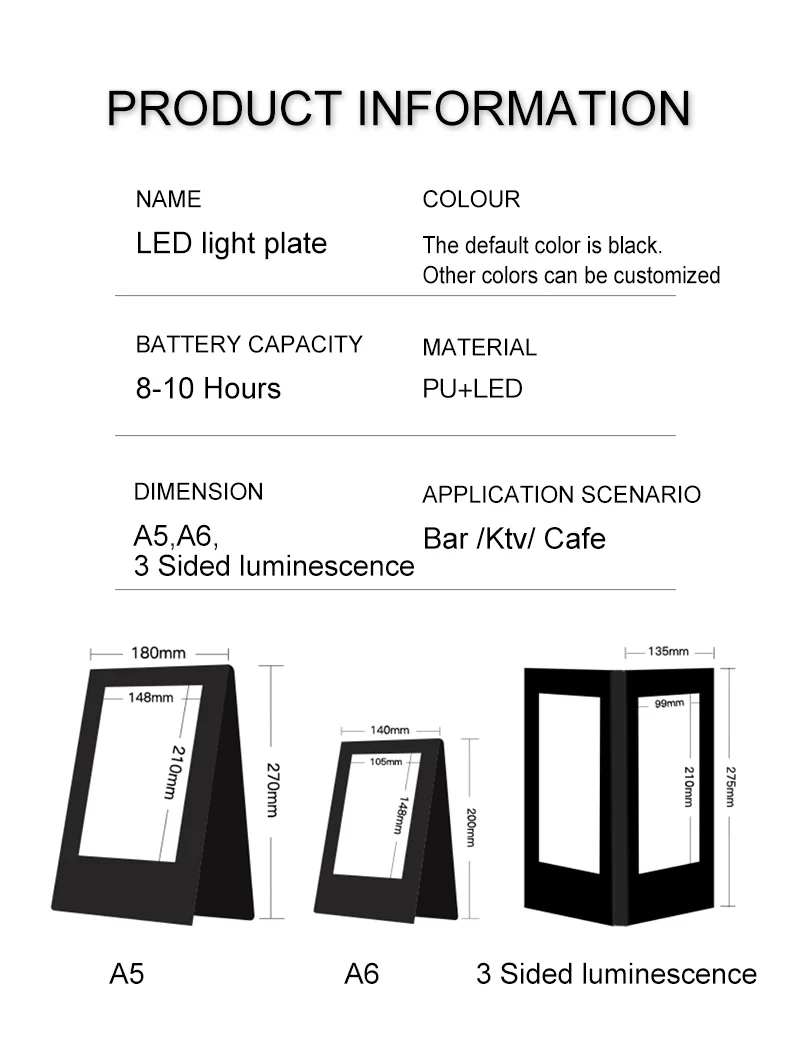 Restaurant Rechargeable Tri-fold Led Illuminated Food Menu 3 View ...