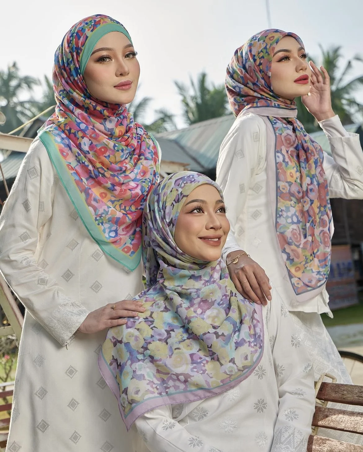 Malaysia Custom Printed Cotton Voile square Scarf Hijab Tudung Bawal Muslim Women Hijabs