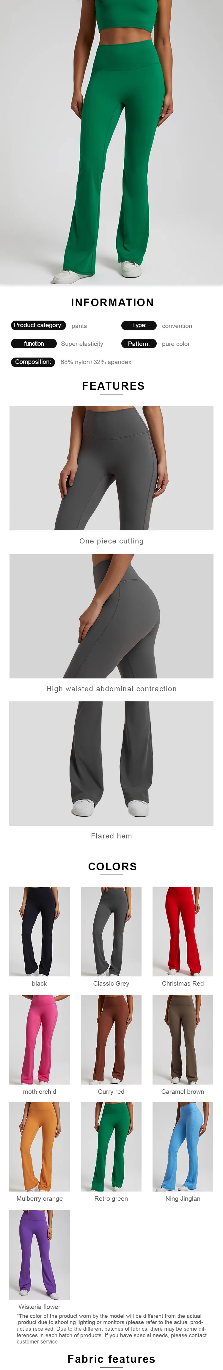 4069 Customized High Waist Flared Tight Solid Color Gym Fitness Women