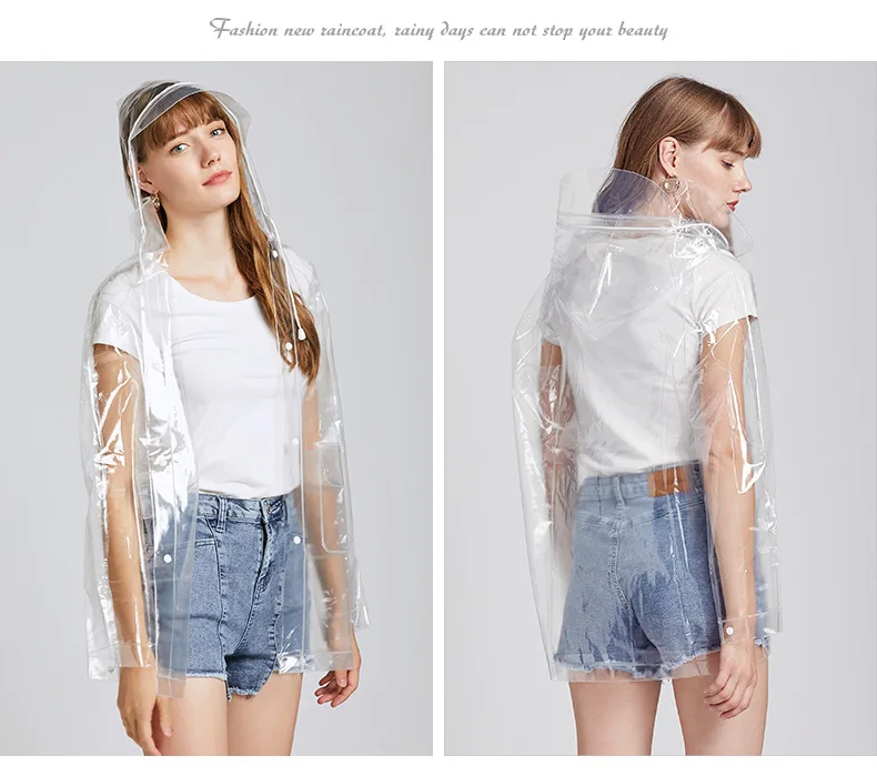 Impermeable Transparent Plastic EVA PVC Girls Custom Raincoat With ...