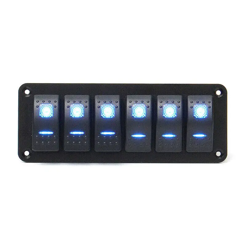 6 Gang Marine Rocker Switch Panel 12v-24v Waterproof Automotive On Off ...