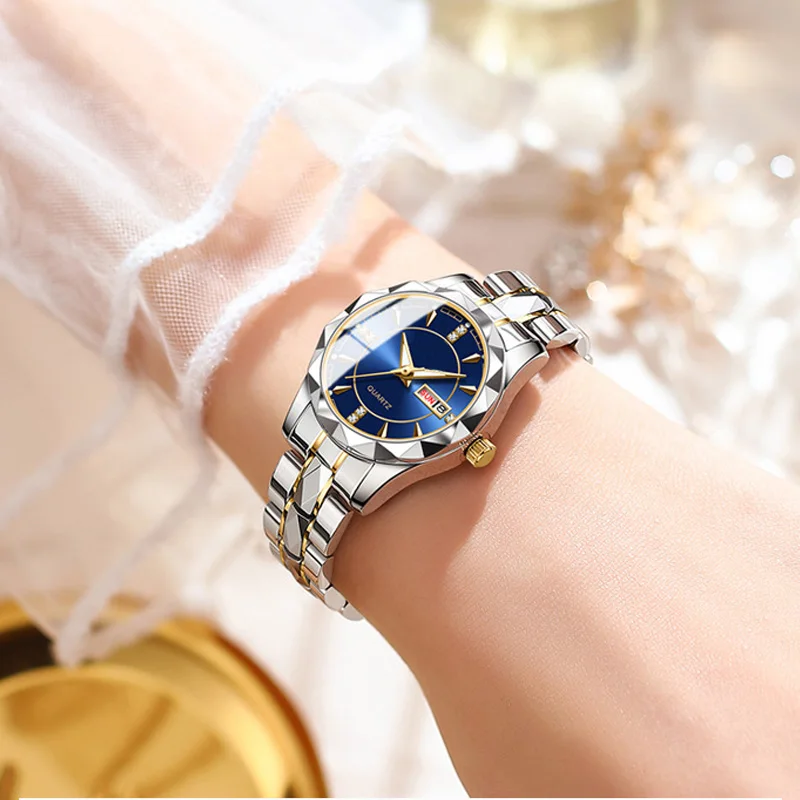 Luxury Ladies' Calendar Week Stainless Steel Wrist Watches