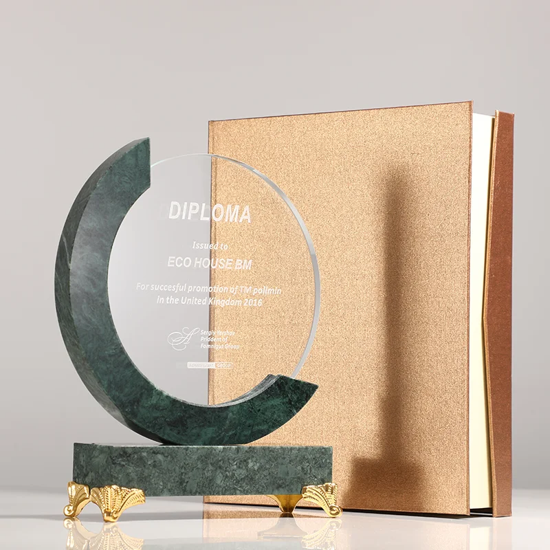 Marble Crescent Moon Crystal Glass Plaques Trophy Factory Sale Cheap ...
