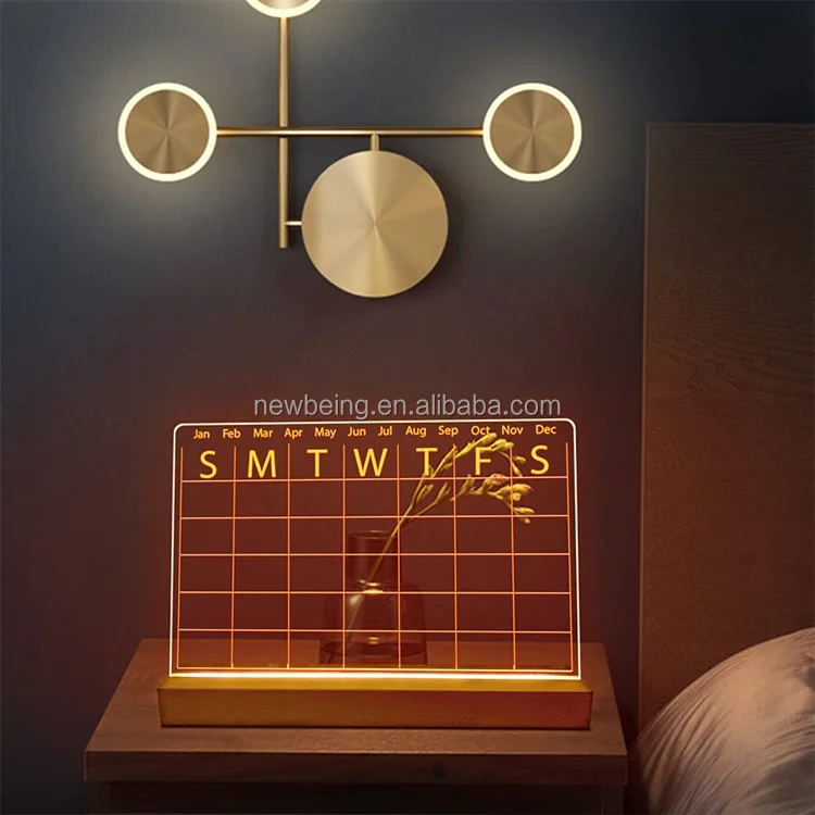 Acrylic Dry Erase Calendar Whiteboard With Illuminated Led Light Up ...