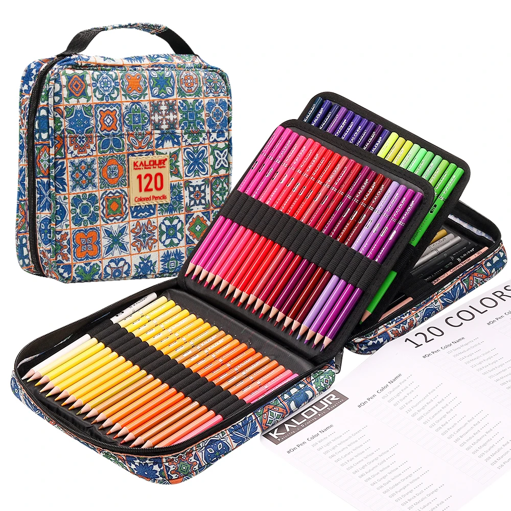 KALOUR 120pcs Color Pencil Drawing Kit - Non-Toxic & Versatile