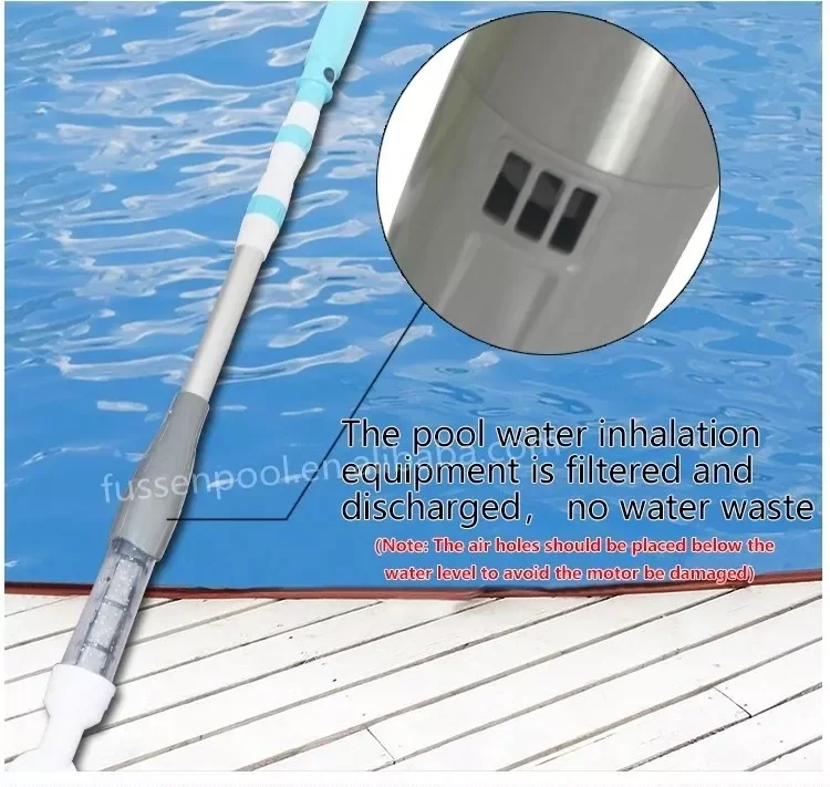 Portable Rechargeable Telescoping Aluminum Handheld Electric Spa Vac Pool Vacuum with Brush ...