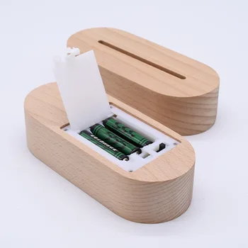 Oval Aaa Batteries Powered 5mm Plexiglass Led Light Base Wooden Acrylic ...
