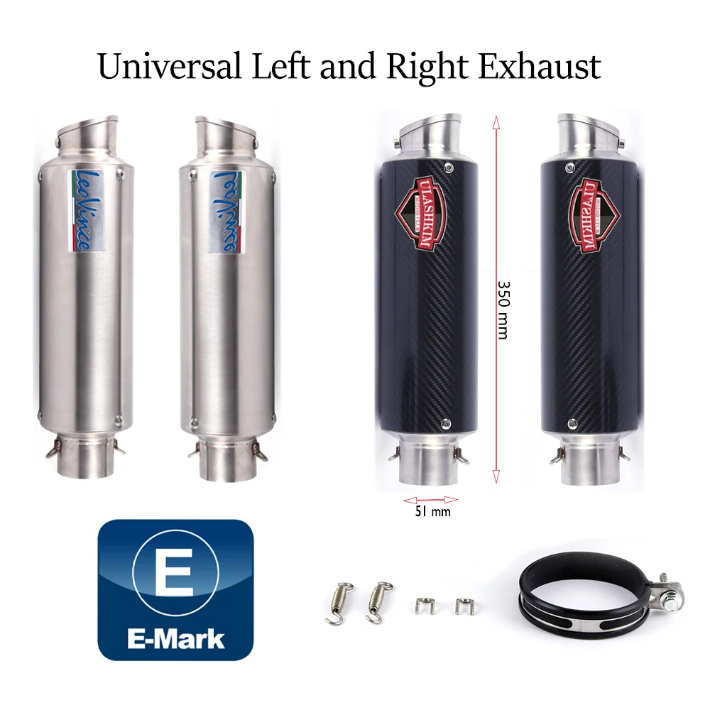 Universal Motorcycle E-Mark Exhaust - Carbon Fiber Slip On