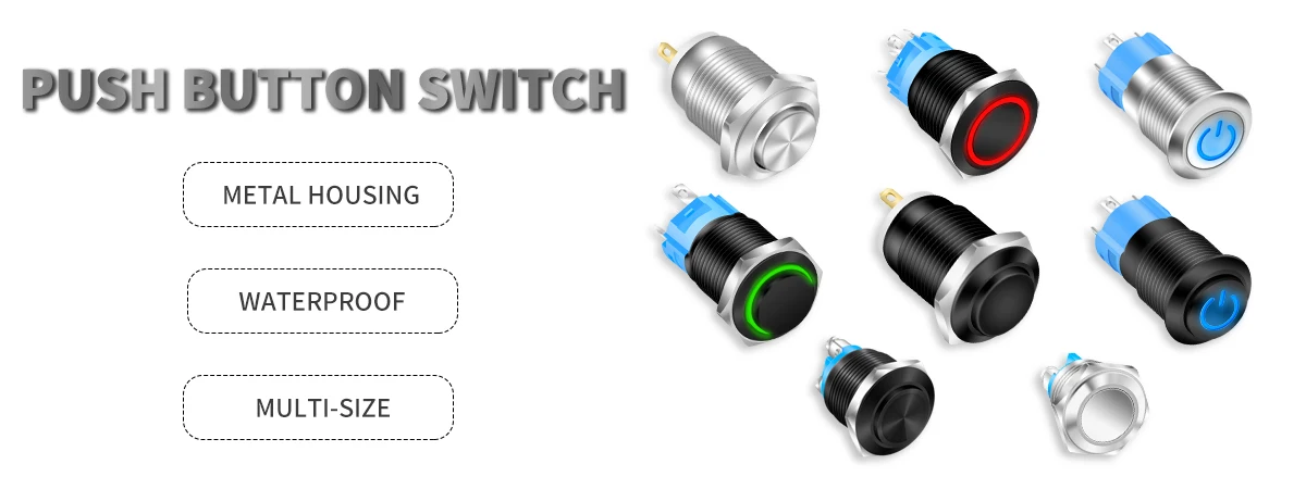 Metal Push Button Switch 16mm Led Flat Push Button Switch Stainless Waterproof Indicator Light ...