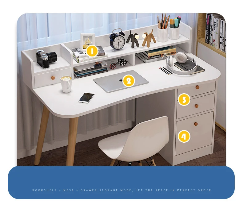 Modern Wooden Computer Desk with Drawer & Shelf for Studying - OEM