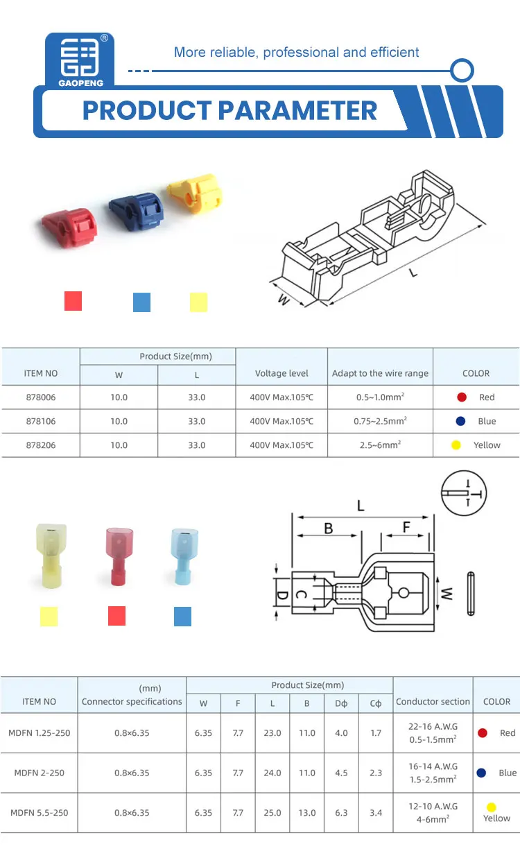 Scotch Lock T Tap Butt Wire Connectors - Quick Splice