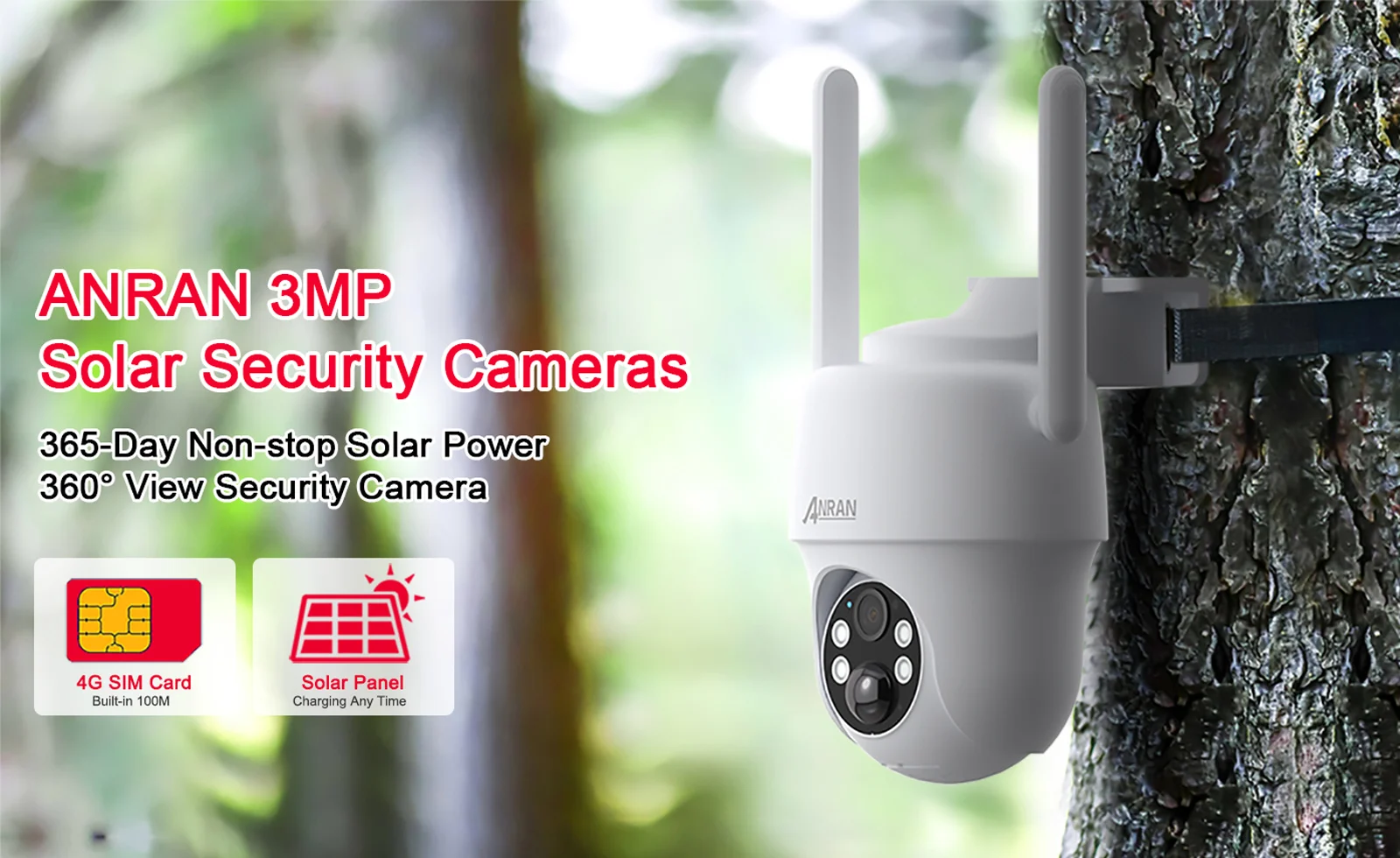 Anran Newest 3mp Wireless Security Ptz Wifi Ip Cctv 4g Lte Solar Camera ...