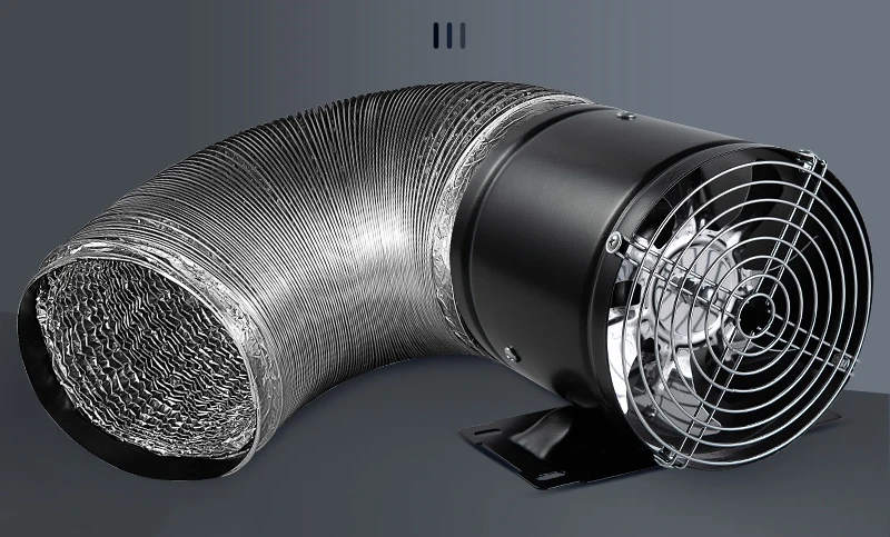Cylindrical Axial Flow Exhaust Fan 220V Black 10 Inch With Stand for ...