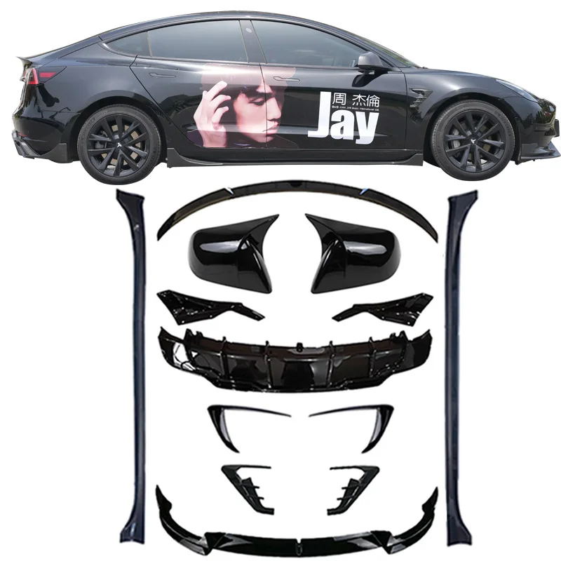 perfect fitment Body kit For Tesla Model 3 Bumper Lip Spoiler Side ...