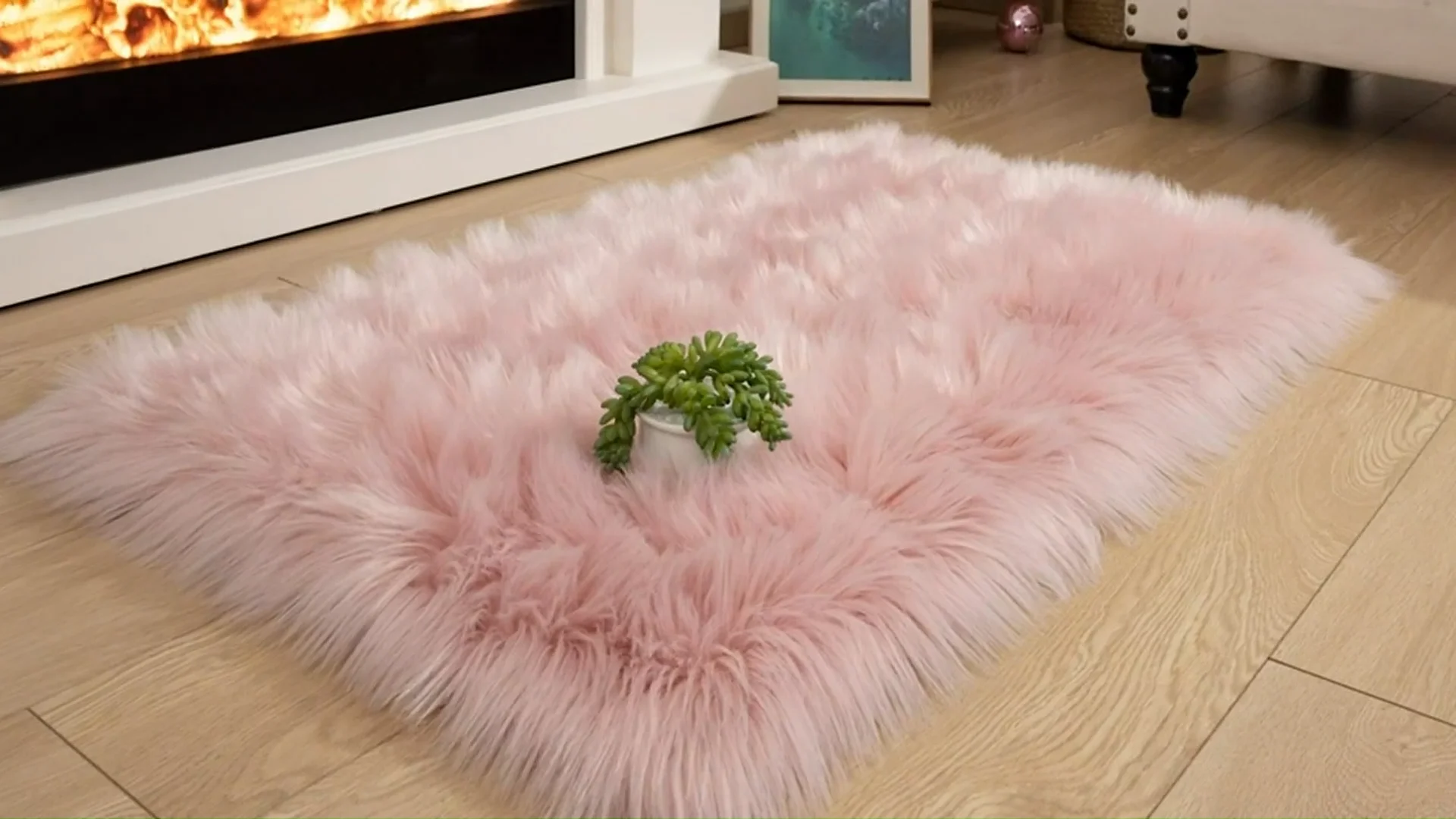 Modern Living Room 2x3 Suede Backing Plush Long Pile Faux Fur Sheepskin ...