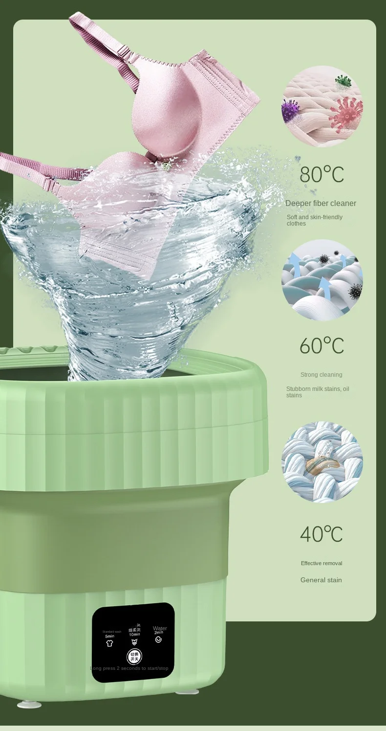 12v 6l Digital Display Foldable Single Tub Collapsable Mini Washing ...