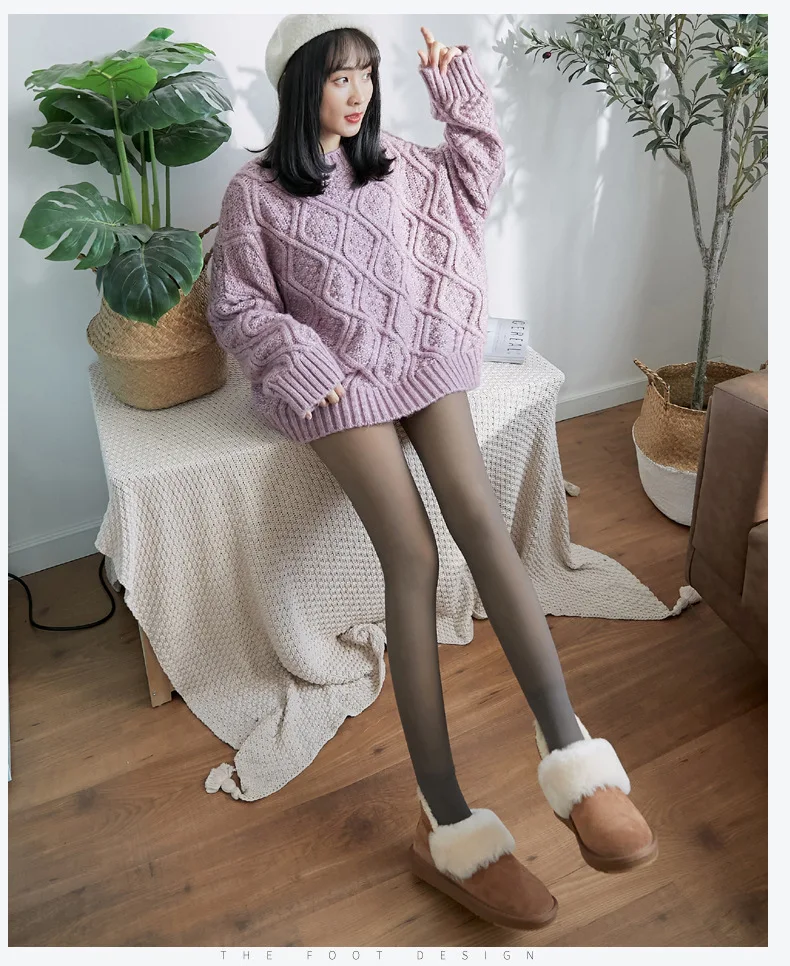 Woman Winter Thermal Leggings Thick Sheer Tight High Waisted Top ...