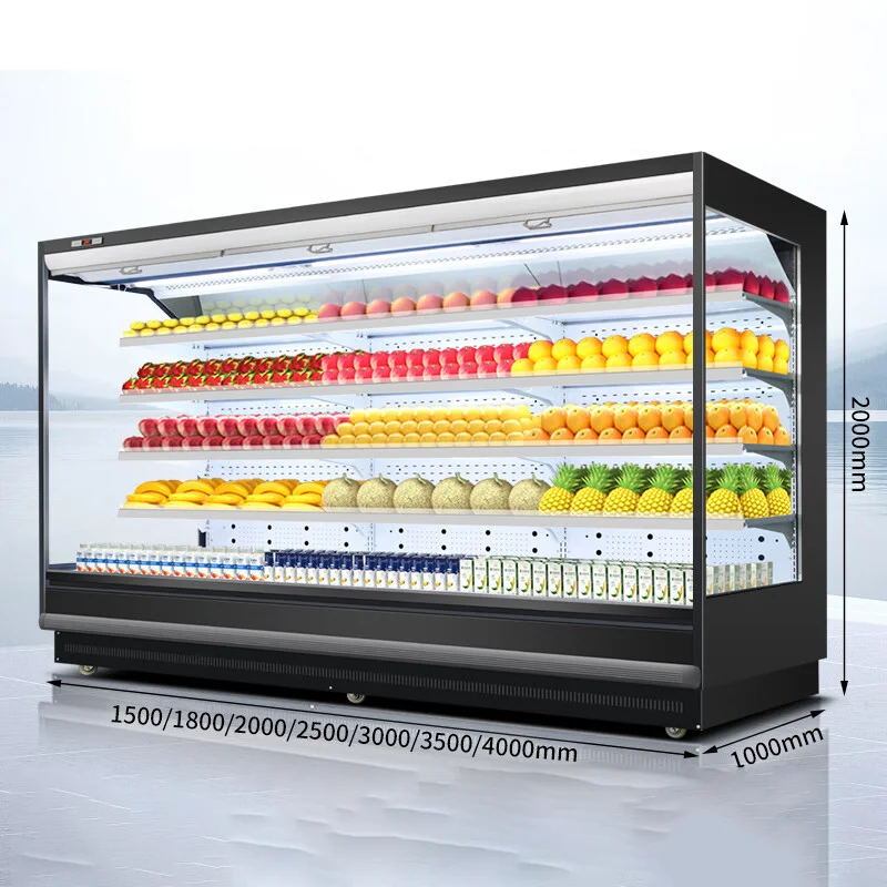 Vegetable Fruit Refrigerator Showcase Supermarket Multi Deck Open Front ...