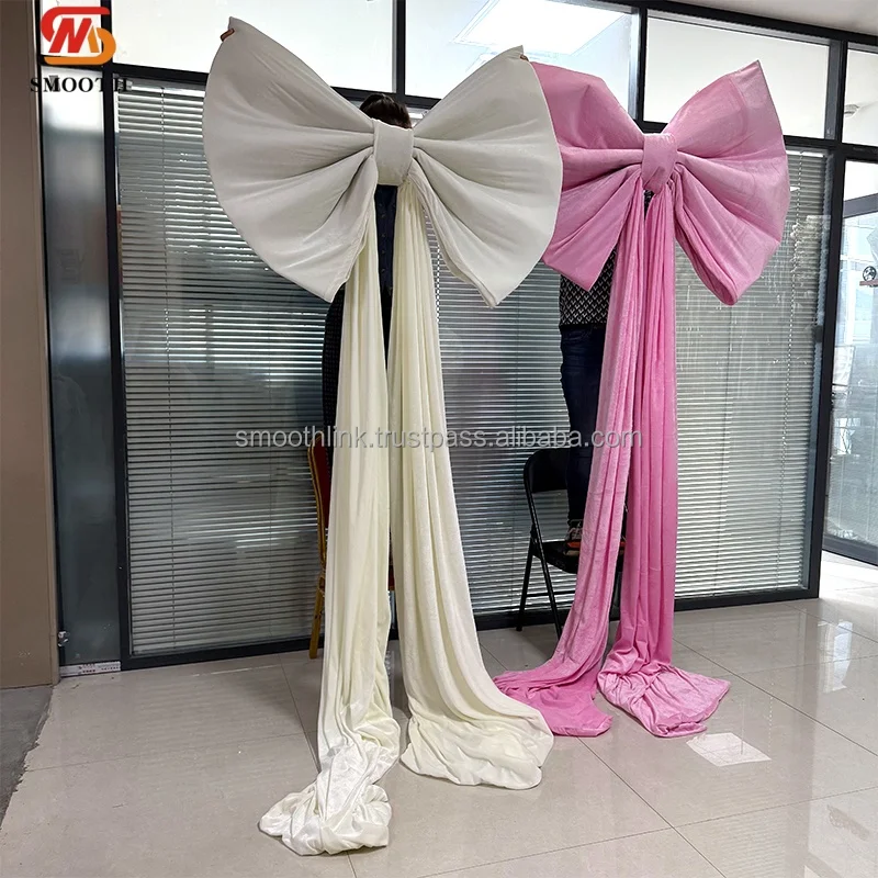 SMOOTH Giant Bow Wedding Backdrop All Colors Knot Pink Bow Decor Fabric ...