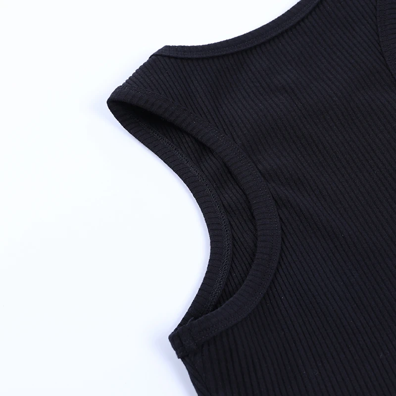 Custom Summer Styles Ribbed Stretchy Tank Top With Rhinestone Logo Sexy ...