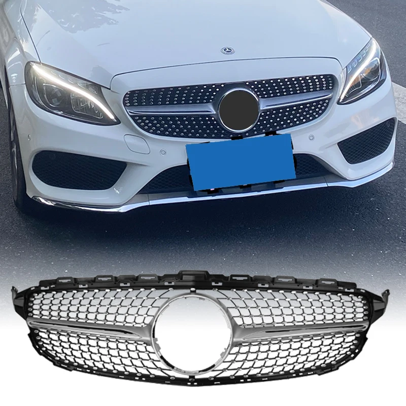 Diamond Grille for Mercedes Benz W205 - Silver Black