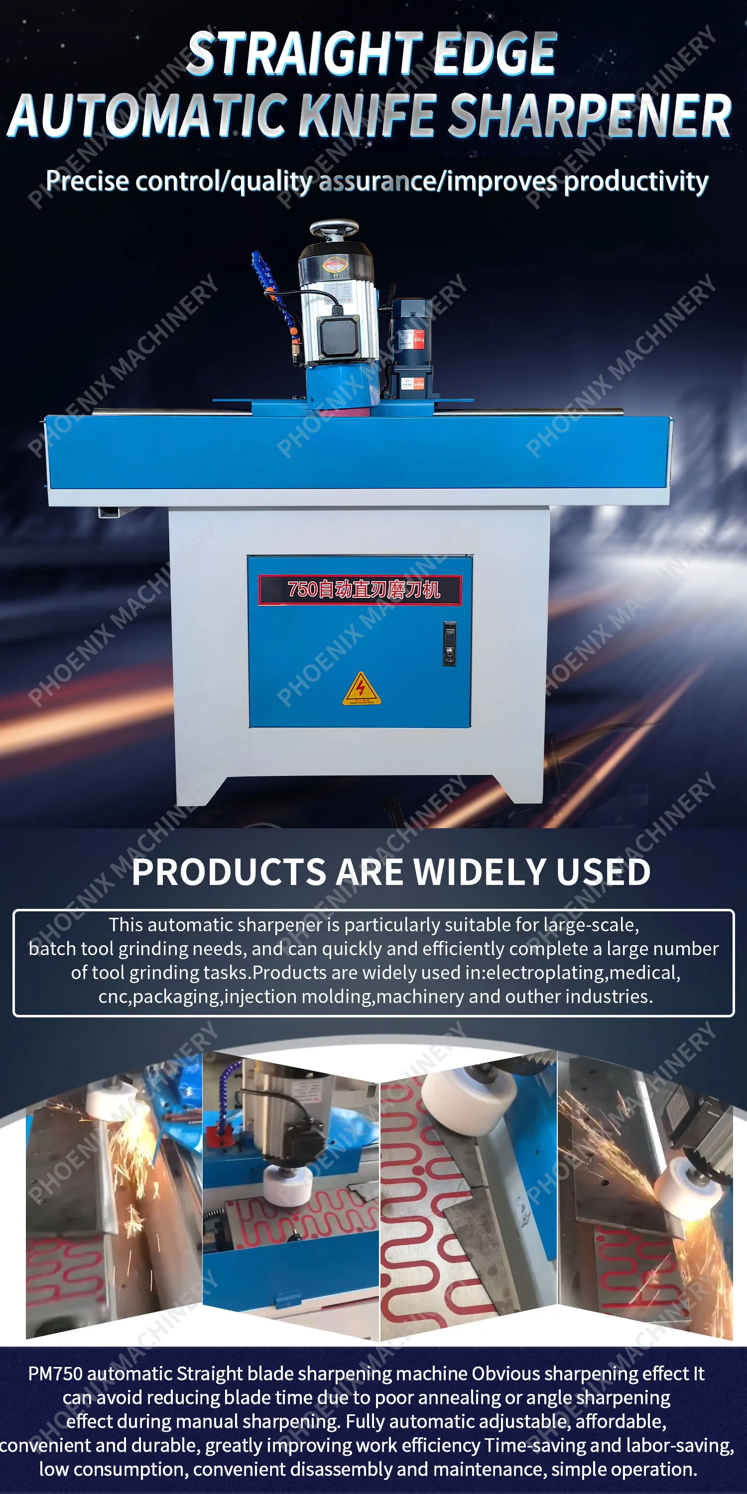 PM750 Automatic Linear Knife Sharpening Machine Planer Knife Blade ...