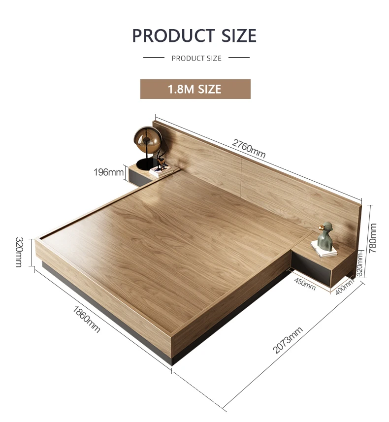 Modern Japanese-Style Tatami High Box Storage Murphy Bed - Minimalist ...