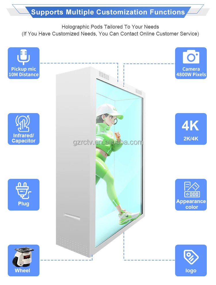 3D Holographic Projector - Interactive Video Display Box