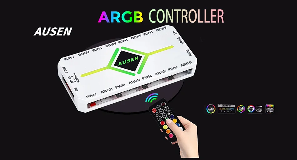 AUSEN ARGB Controller for Computer Chassis Fan PWM Control