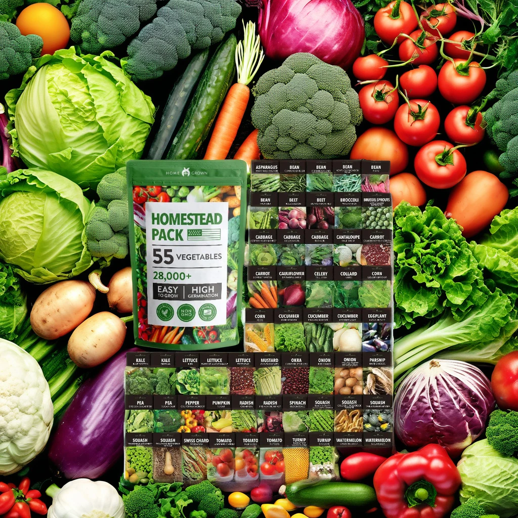 Home Grown 27,500+ Heirloom Seeds - Prepper Garden Starter Kit