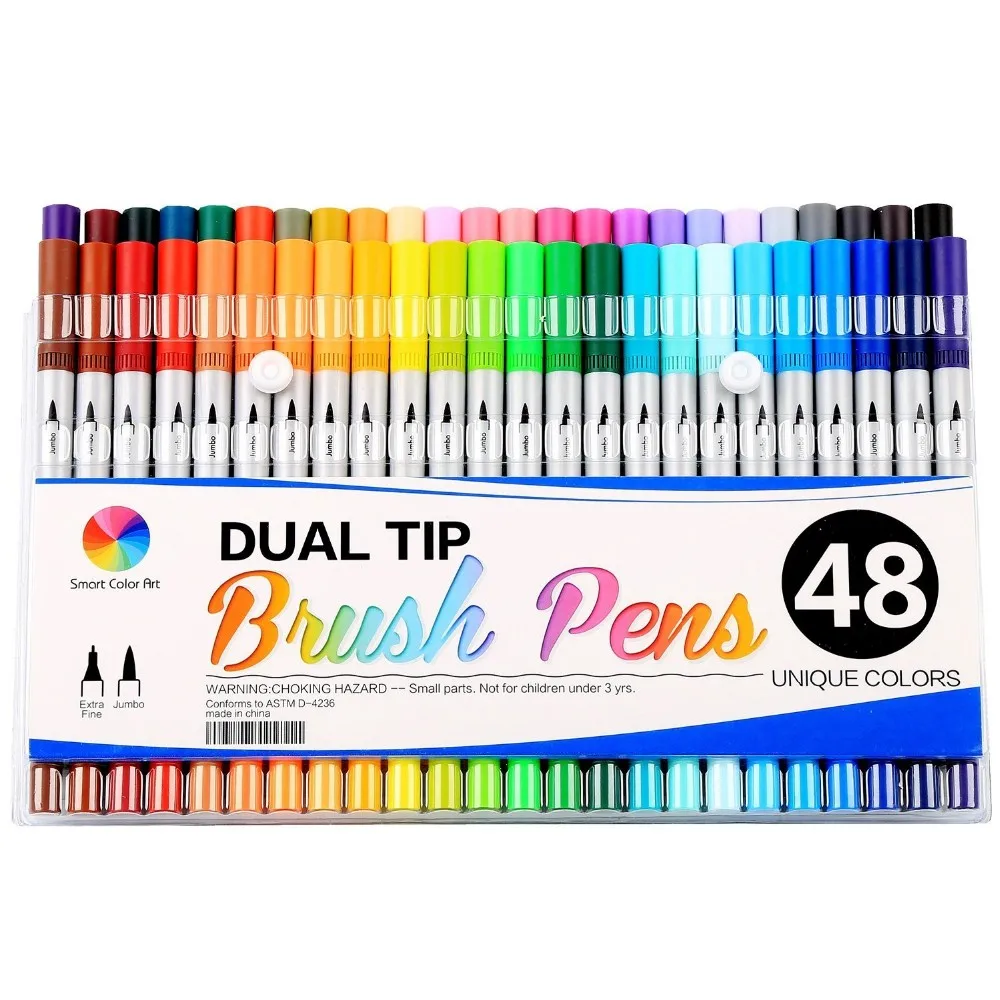 100 Colors Dual Tip Brush Pens With Fineliners Art Markers Feela
