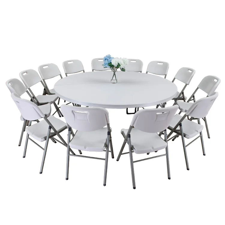 Wholesale 8 Seaters 60 Inch Banquet Dining White Plastic Round Folding ...