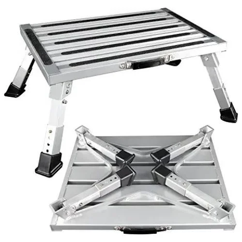 Rv Adjustable Folding Step Stool And Ladder With Anti-slip Rubber Feet ...